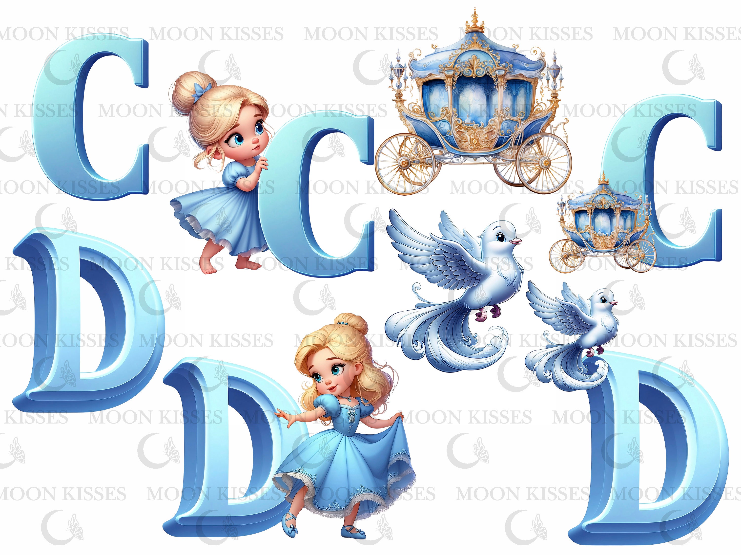 Princess Clipart Princess PNG Princess Alphabet Princess Stickers ...