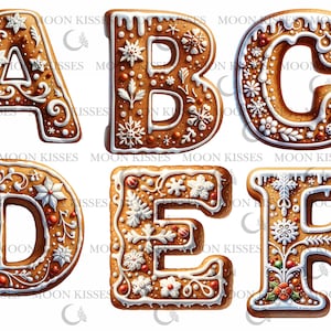 Gingerbread Letters Clipart Cookie Alphabet PNG Christmas Alphabet PNG ...