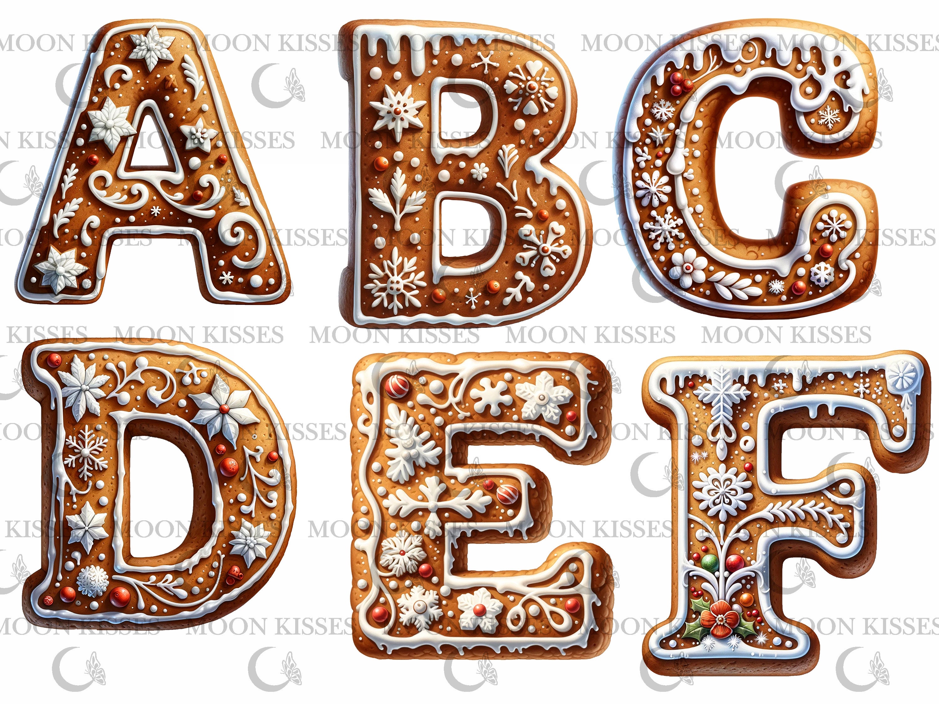 Gingerbread Letters Clipart Cookie Alphabet PNG Christmas Alphabet PNG ...
