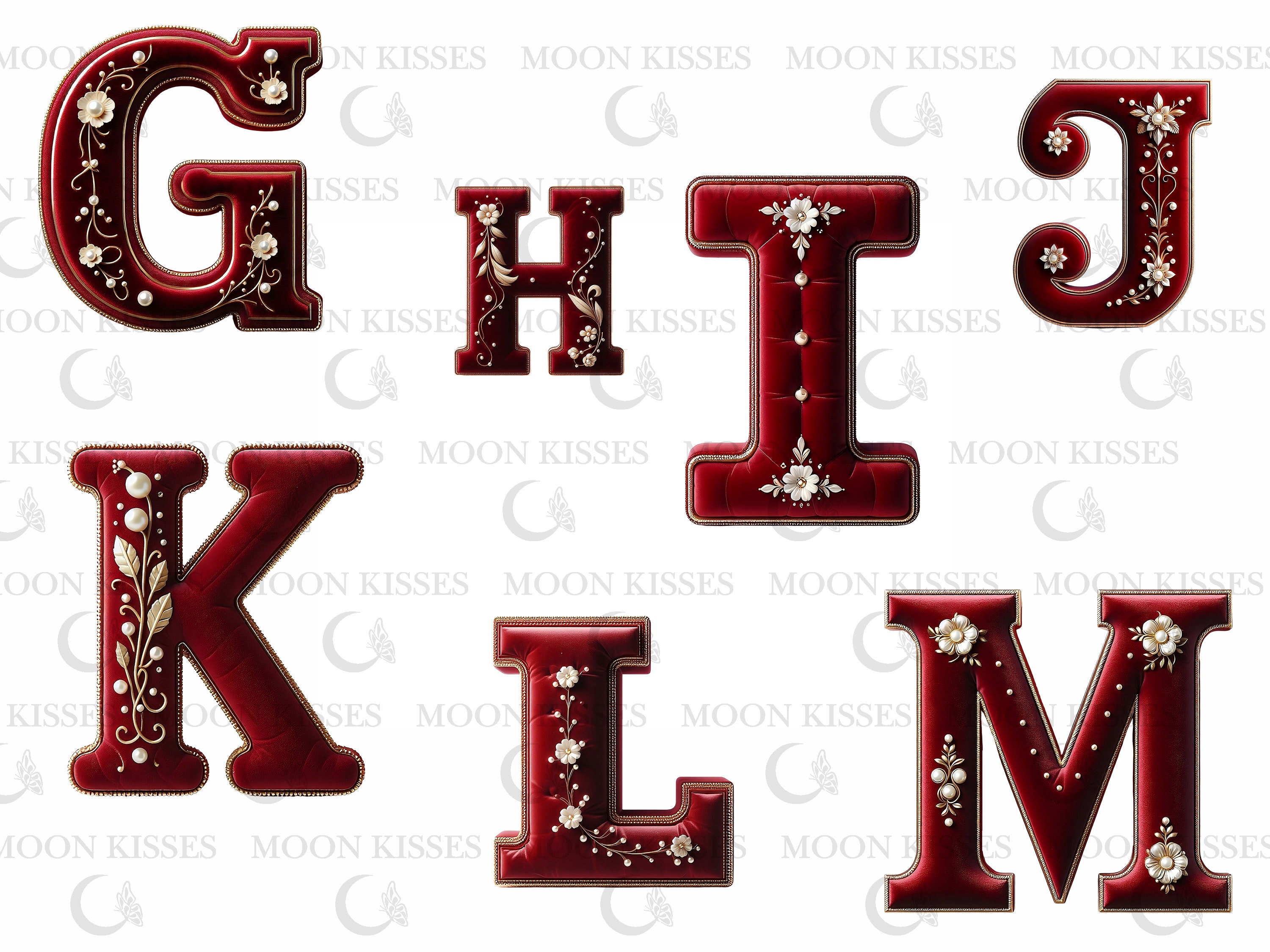 Valentine's Day Alphabet Clipart Velvet Alphabet Clip Art Valentines ...