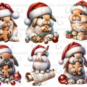 Christmas Bunny Clipart Watercolor Rabbit Illustration Design Cute ...