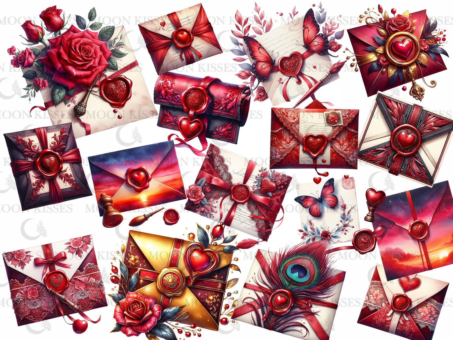 Valentine's Letters Clipart Romantic Mail Clip Art Love-stamped Letters ...