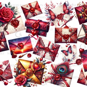 Valentine's Letters Clipart Romantic Mail Clip Art Love-stamped Letters ...