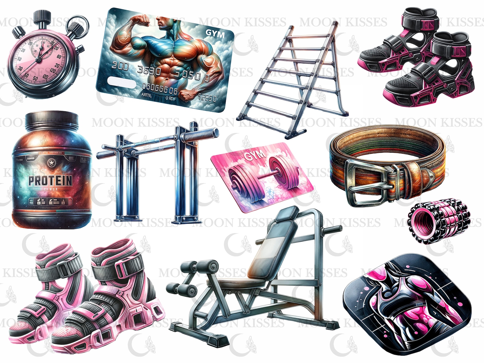 Workout Clipart Fitness PNG Girl Gym PNG Waterclor Gym PNG Training ...