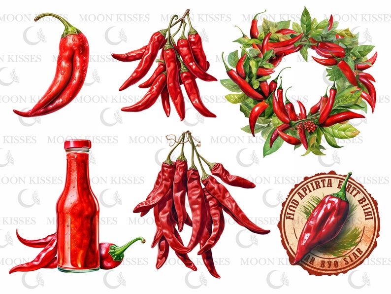Hot Chilli Peppers Clip Art Spicy Food PNG Jalapeno Watercolor ...