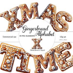 Gingerbread Letters Clipart Cookie Alphabet PNG Christmas Alphabet PNG ...