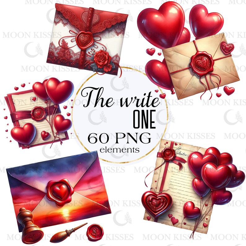Valentine's Letters Clipart Romantic Mail Clip Art Love-stamped Letters ...