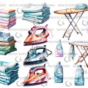 Laundry Room Watercolor Clip Art: Washing Machine, Ironing Board ...