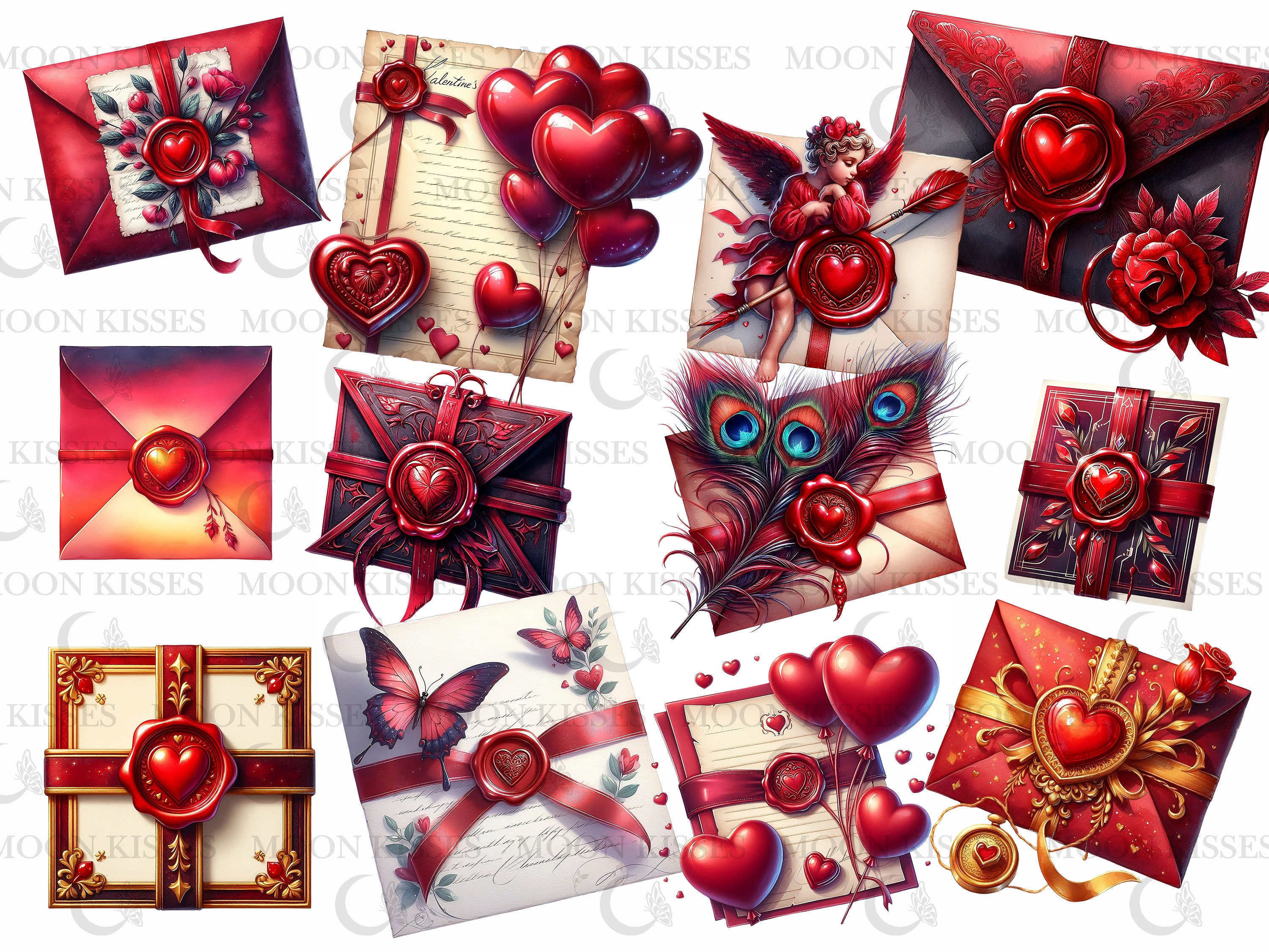 Valentine's Letters Clipart Romantic Mail Clip Art Love-stamped Letters ...