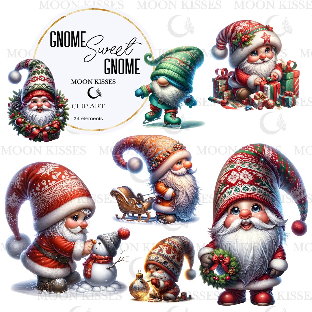 Christmas Gnome Clipart Winter Holiday Gnomes PNG Festive Gnome ...