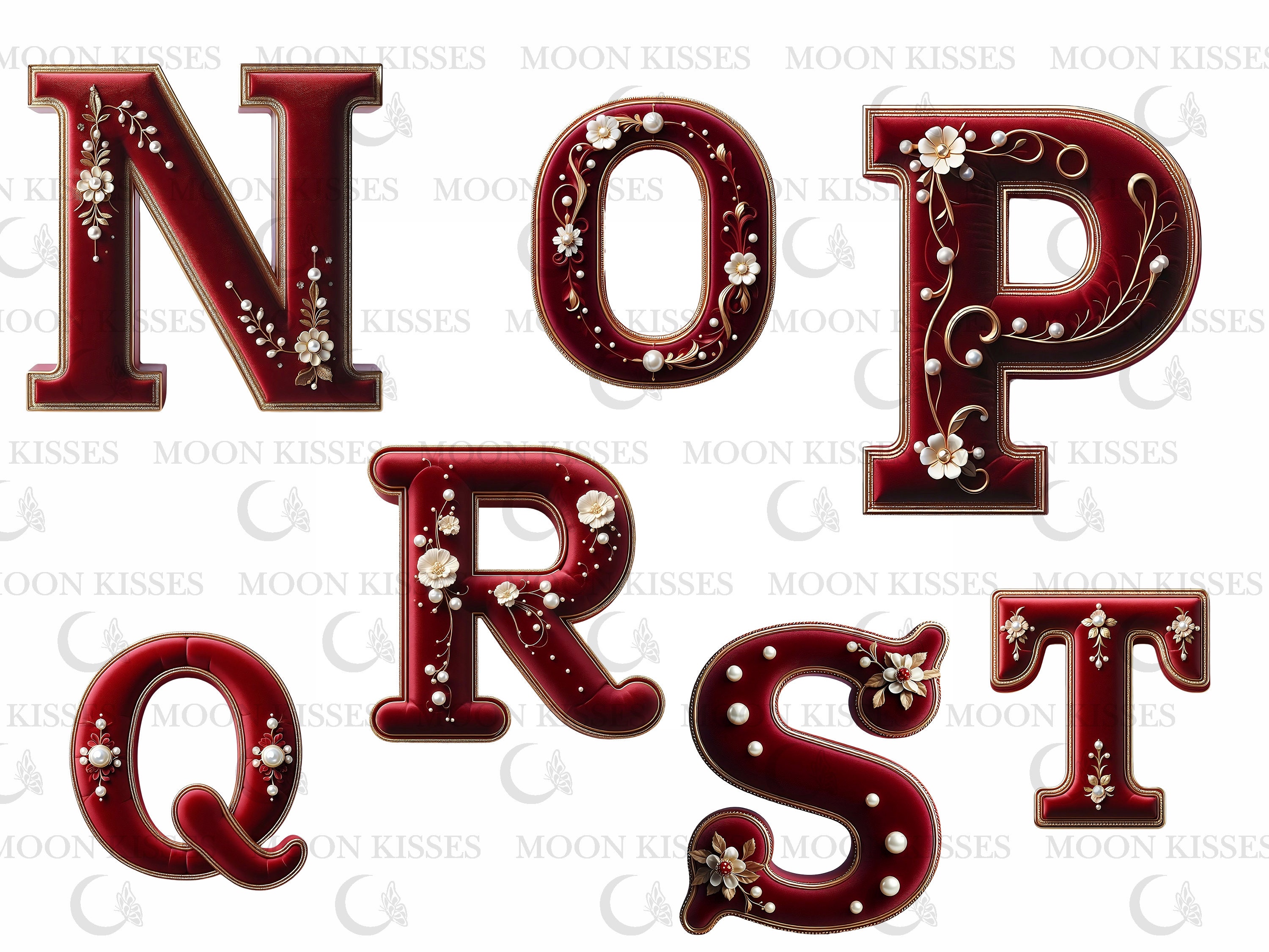 Valentine's Day Alphabet Clipart Velvet Alphabet Clip Art Valentines ...