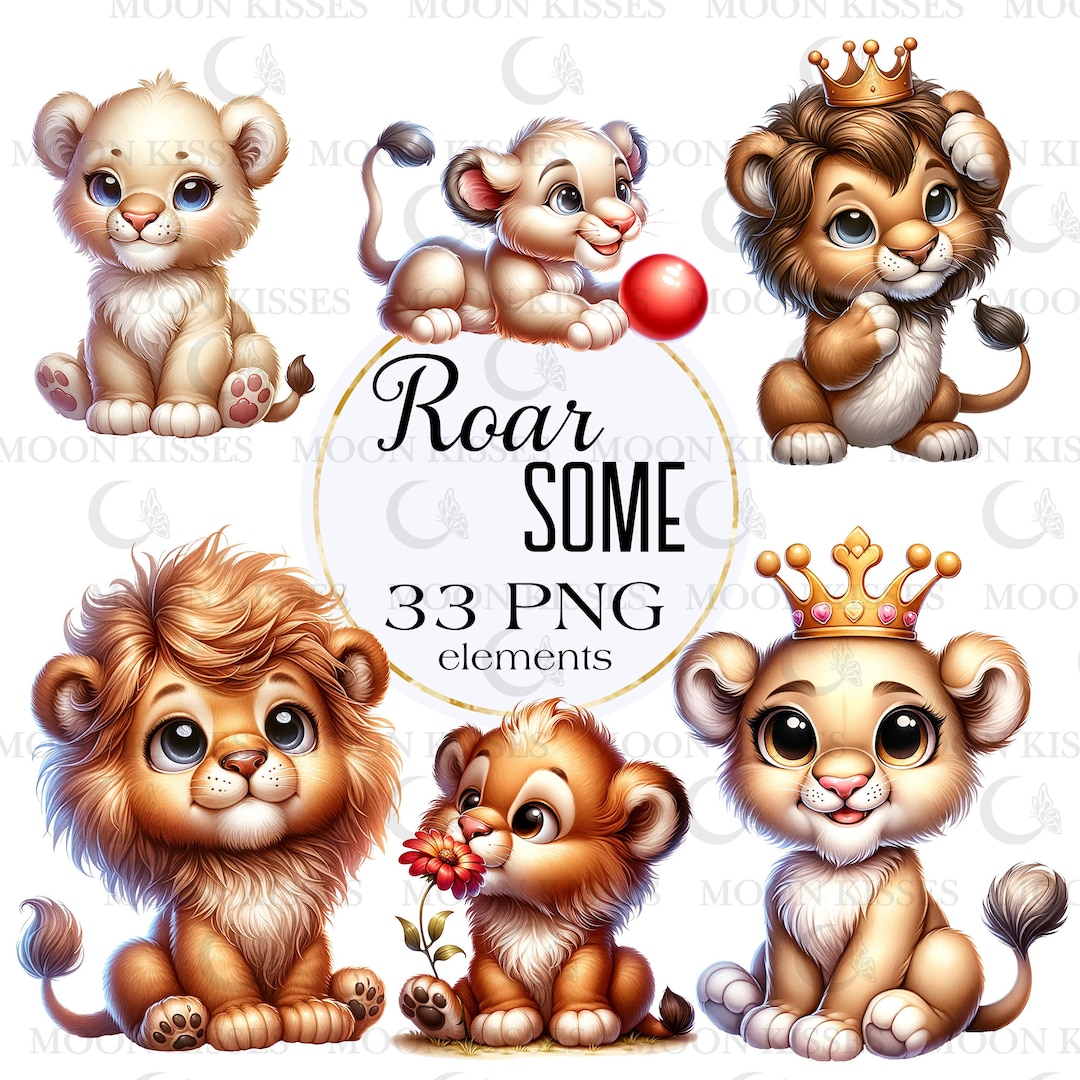 Lion Cub Clipart African Safari Animals Clip Art Lion Cub PNG Cute Lion ...