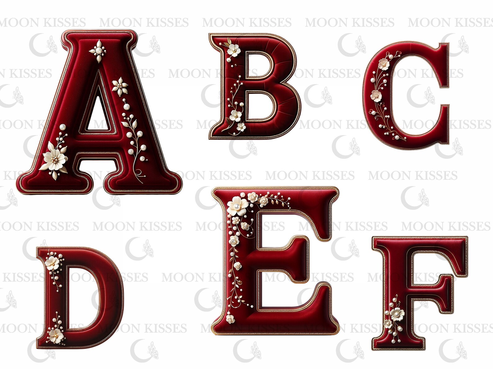 Valentine's Day Alphabet Clipart Velvet Alphabet Clip Art Valentines ...
