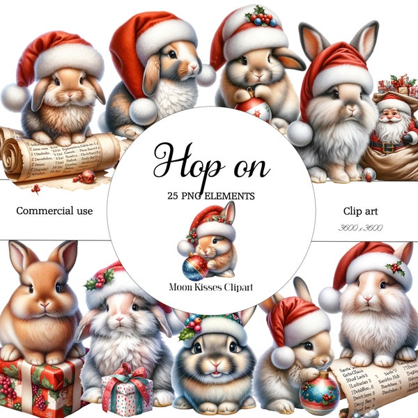 Bunny Christmas Card - Etsy