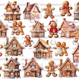 Christmas Clip Art Set: Gingerbread House & Cookies, Cozy Santa Claus ...