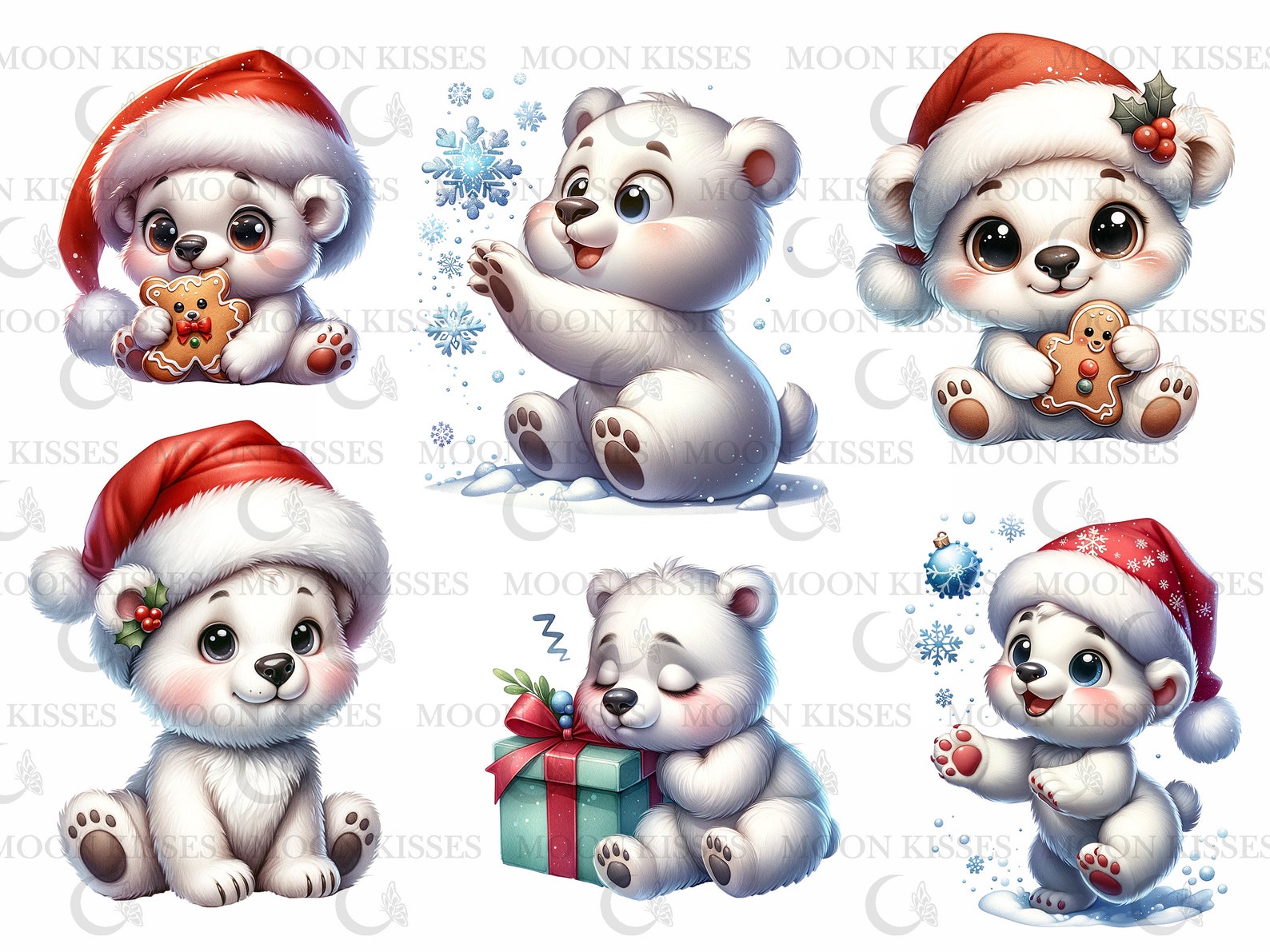 Polar Bear Clipart Christmas Polar Bear PNG Cute Bear Nursery Art Polar ...