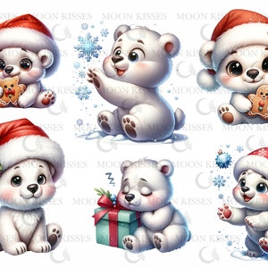 Polar Bear Clipart Christmas Polar Bear PNG Cute Bear Nursery Art Polar ...