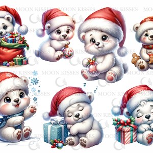 Polar Bear Clipart Christmas Polar Bear PNG Cute Bear Nursery Art Polar ...
