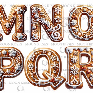 Gingerbread Letters Clipart Cookie Alphabet PNG Christmas Alphabet PNG ...