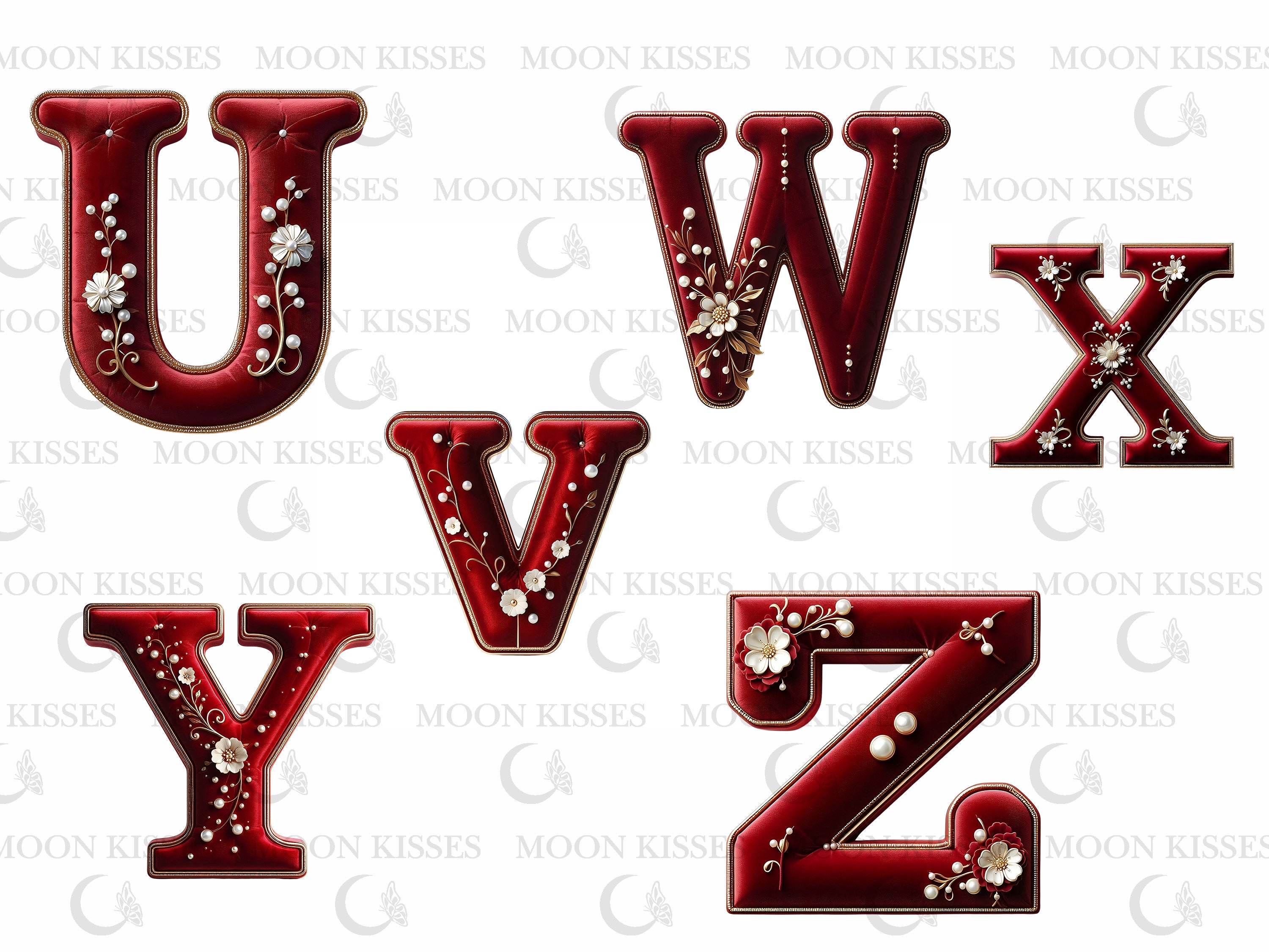 Valentine's Day Alphabet Clipart Velvet Alphabet Clip Art Valentines ...