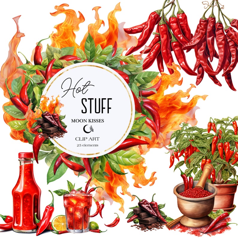 Hot Chilli Peppers Clip Art Spicy Food PNG Jalapeno Watercolor ...