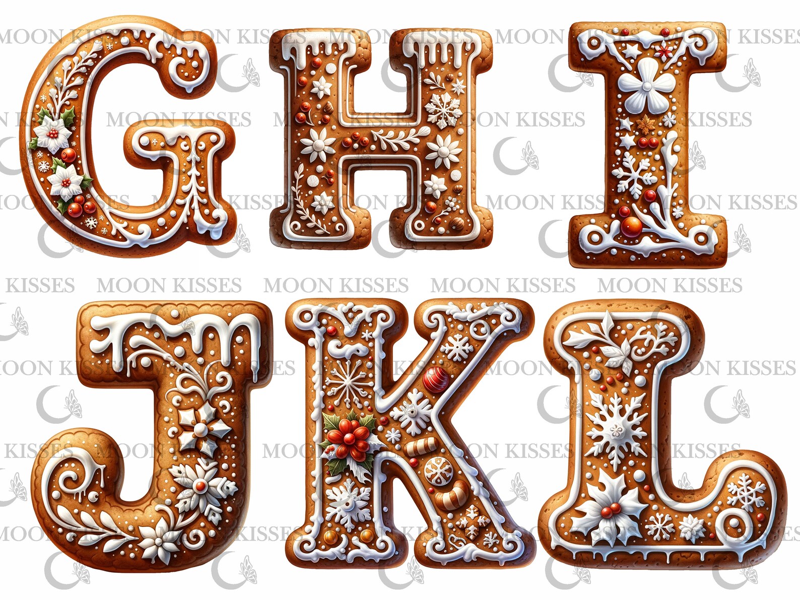 Gingerbread Letters Clipart Cookie Alphabet PNG Christmas Alphabet PNG ...