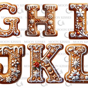 Gingerbread Letters Clipart Cookie Alphabet PNG Christmas Alphabet PNG ...