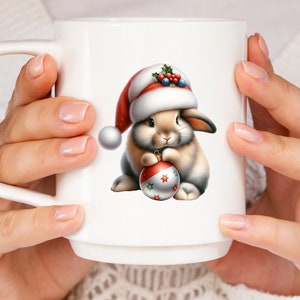 Christmas Bunny Clipart Watercolor Rabbit Illustration Design Cute ...