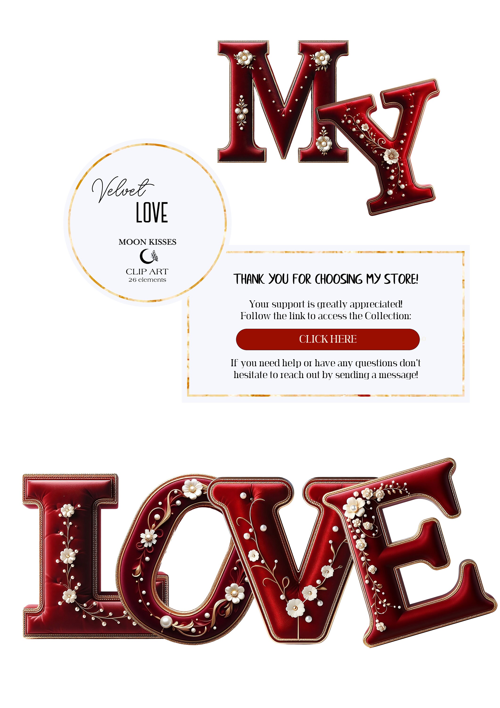 Valentine's Day Alphabet Clipart Velvet Alphabet Clip Art Valentines ...