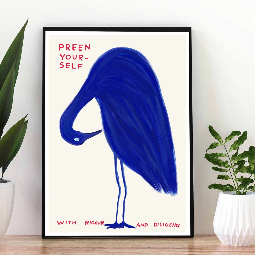 Preen Yourself Poster David Shrigley Print Bird Funny Quotes Art - Etsy
