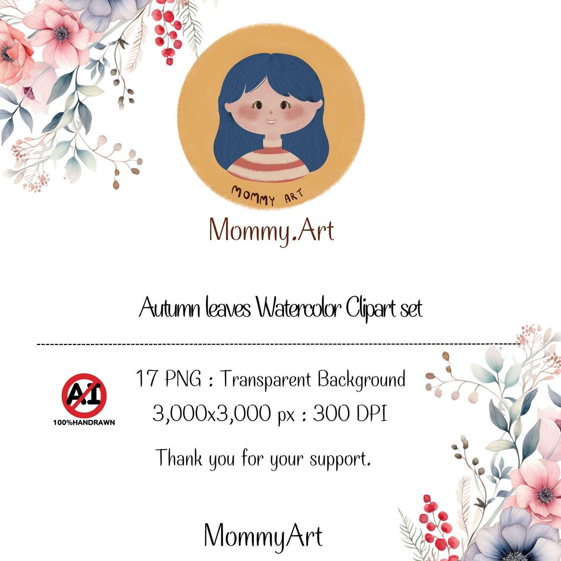 Autumn Leaves Clipart Set | Hand-drawn Fall Foliage Graphics | 17 High ...