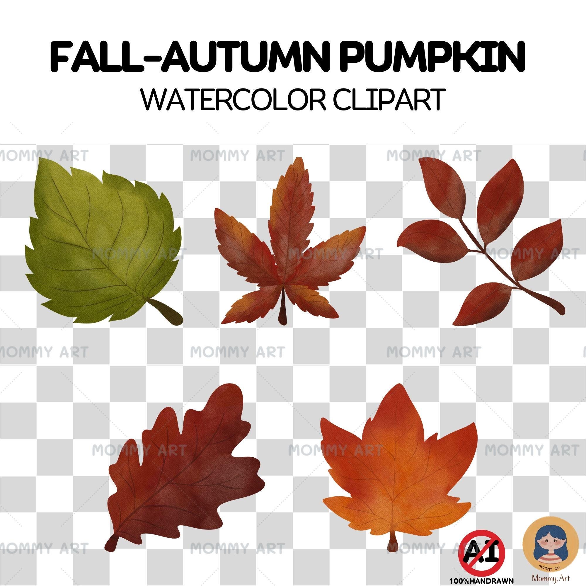 Autumn Leaves Clipart Set | Hand-drawn Fall Foliage Graphics | 17 High ...