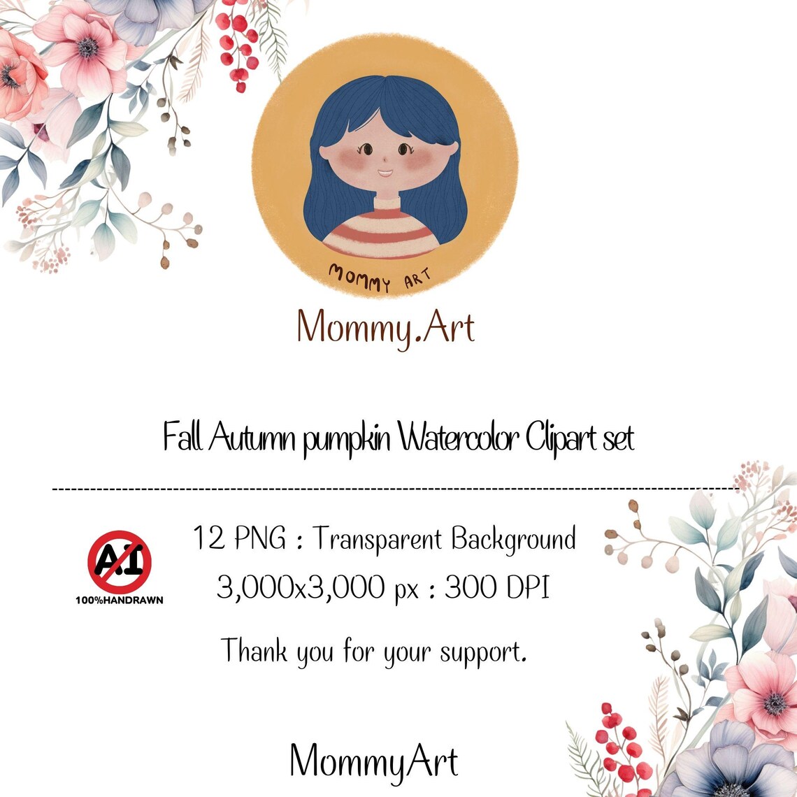 Fall Autumn Pumpkin Clipart Set | Hand-drawn Harvest Graphics | 12 High ...