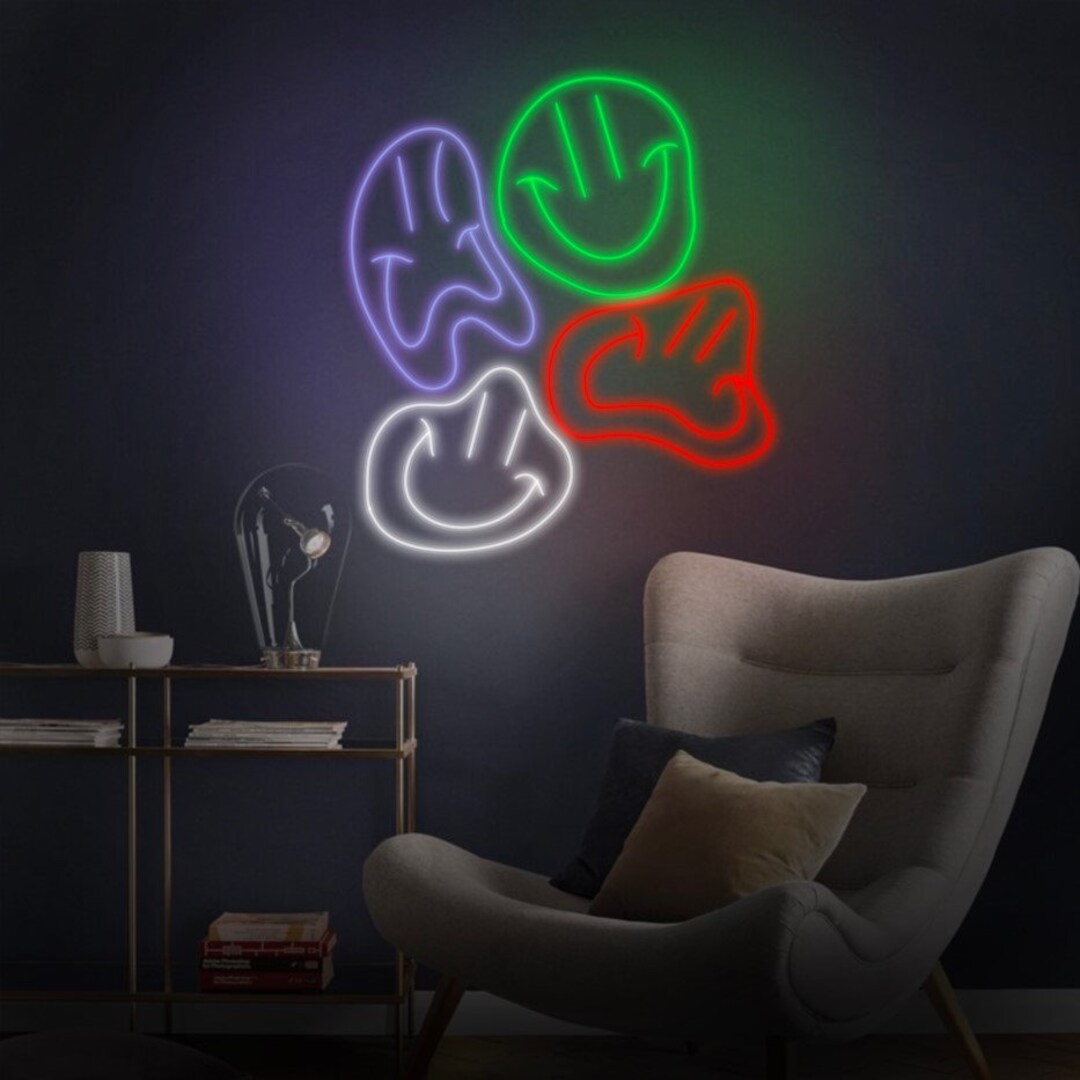 Smiley Face Wall Neon Decor, Smiley Emoji Design Neon, Christmas Gift ...