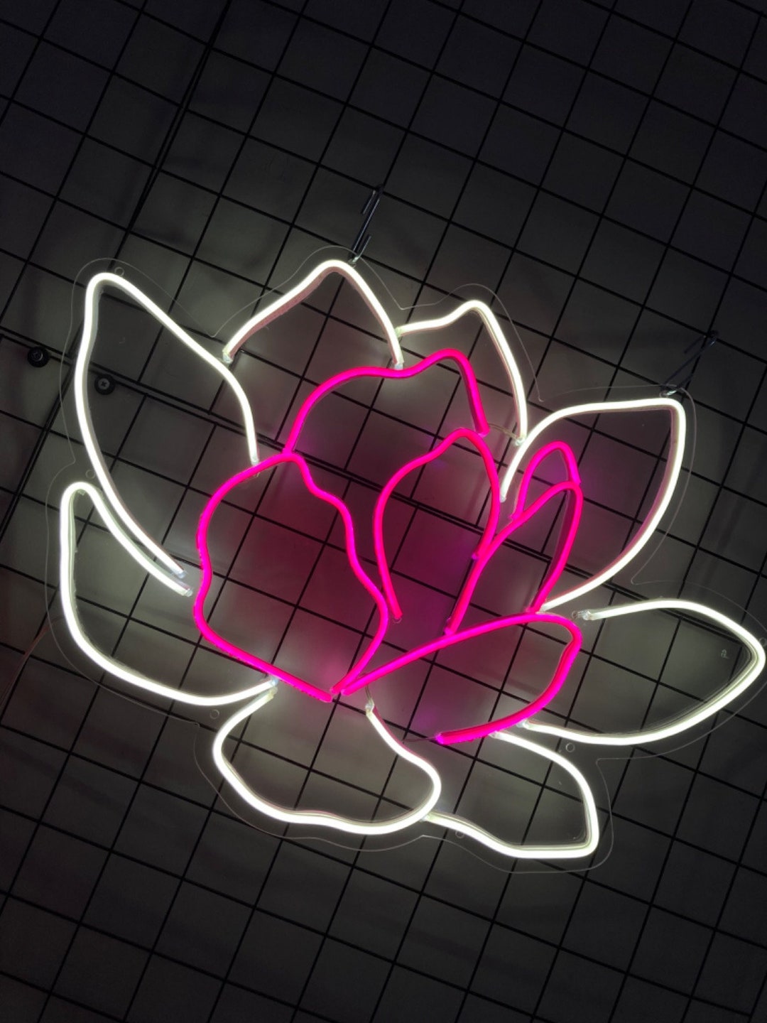 Pink Lotus Flower Neon Light, Flower Petals Colorful Wall Decor, Bright ...
