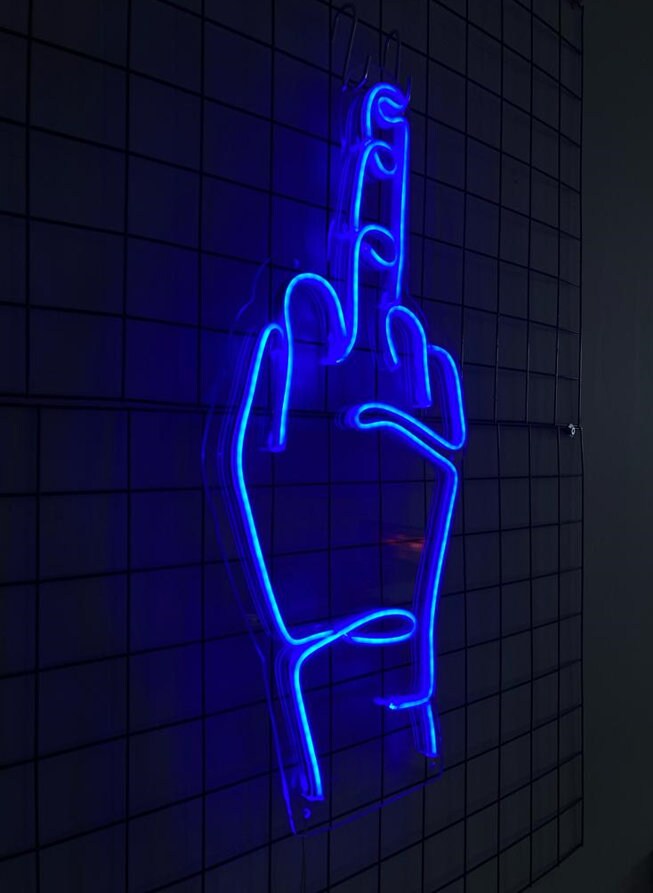Middle Finger Neon Light, Symbolic Hand Neon Sign, Middle Colorful Wall ...