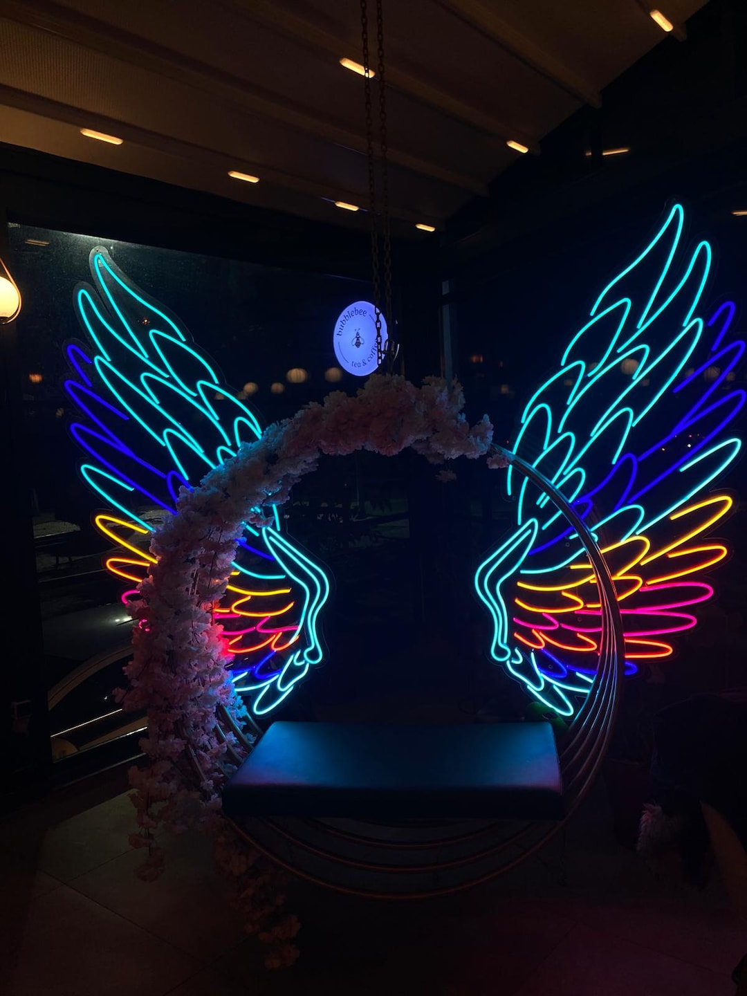 Colorful Angel Wing Neon Sign, Colorful Nek Design, Angel Wing Cafe ...