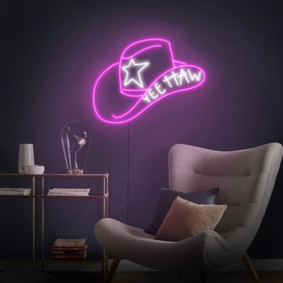 Cowboy Hat Neon Sign, Cowboy Hat Neon Design, Cowboy Hat Wall Decor ...