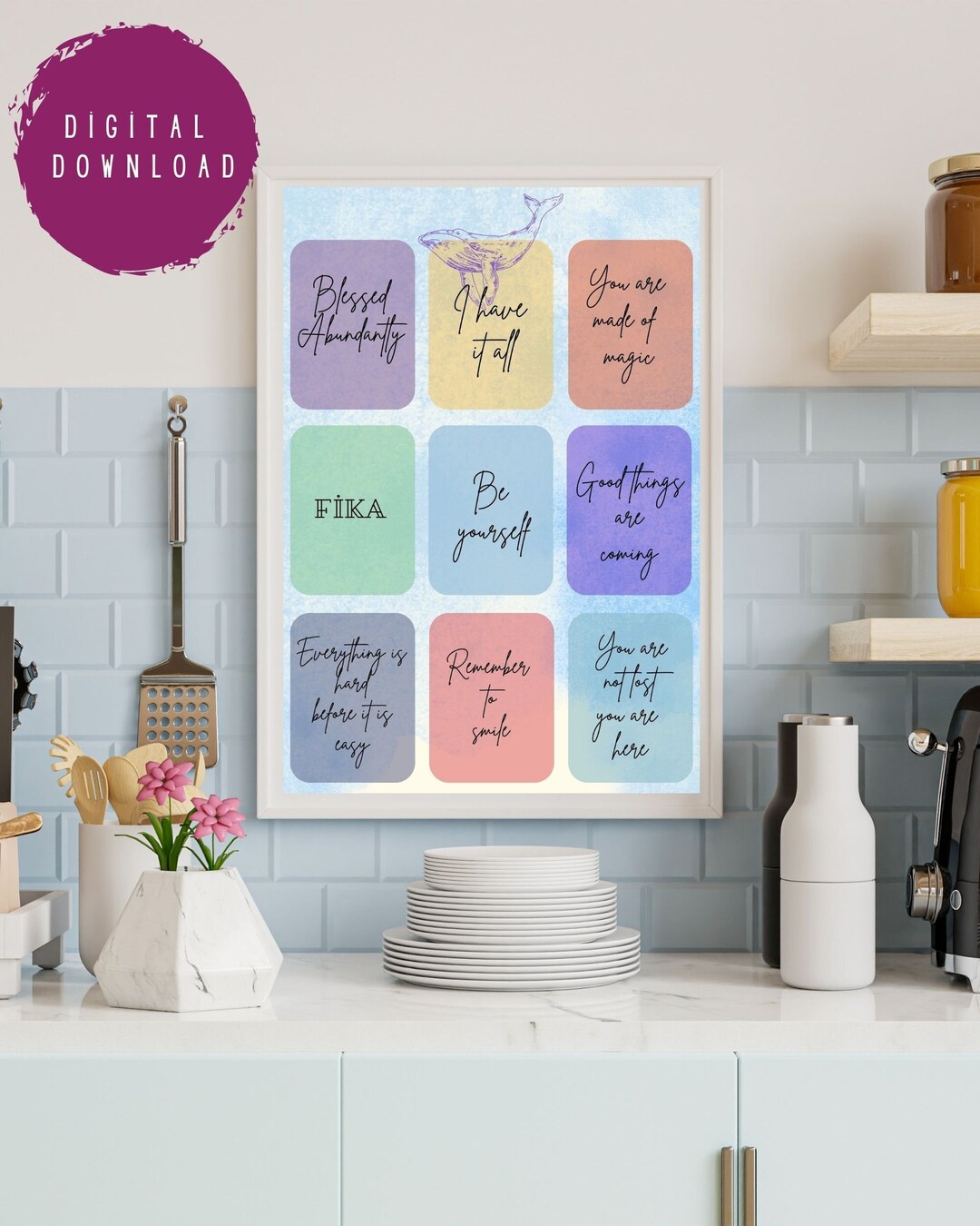 Positive Daily Affirmations Cards Wall Art Motivational Card - Etsy