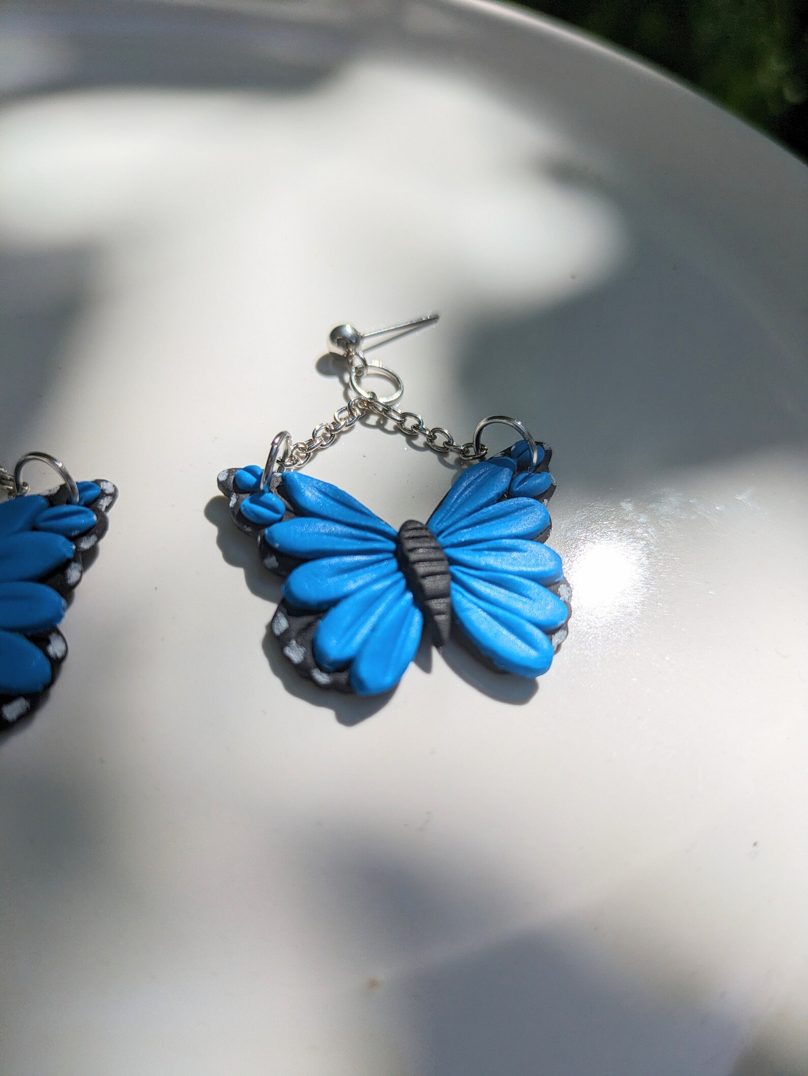 Blue Morpho Butterfly Dangle Statement Earrings | Chandelier Chain ...
