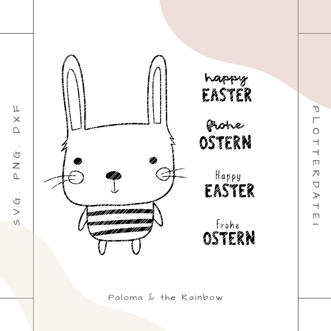 Plotter File Rabbit Easter Bunny Happy Easter Plotting Digital File for Plotter Template for ...
