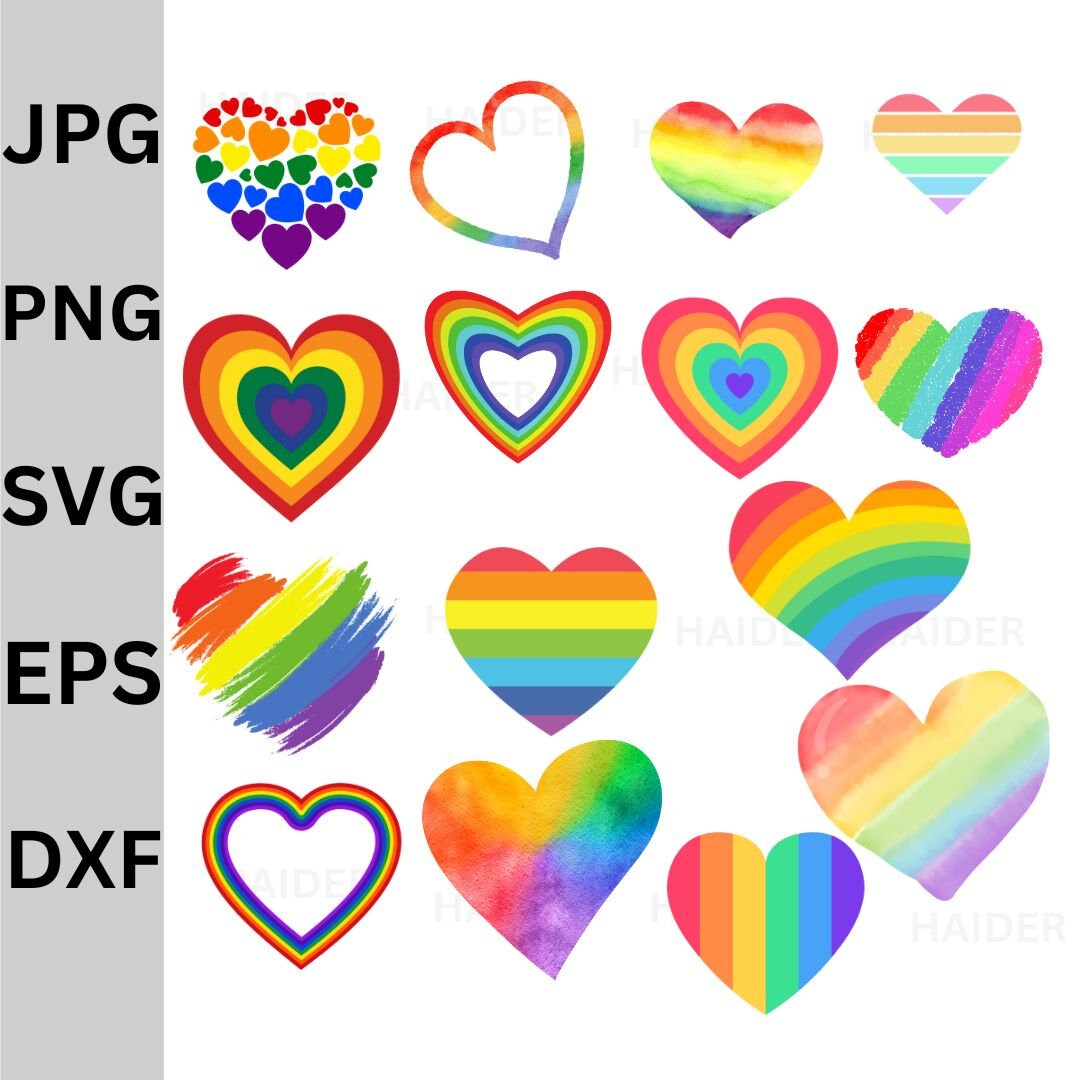 Rainbow Hearts Svg, Heart SVG, Pride Heart Svg, Valentine Heart Svg ...