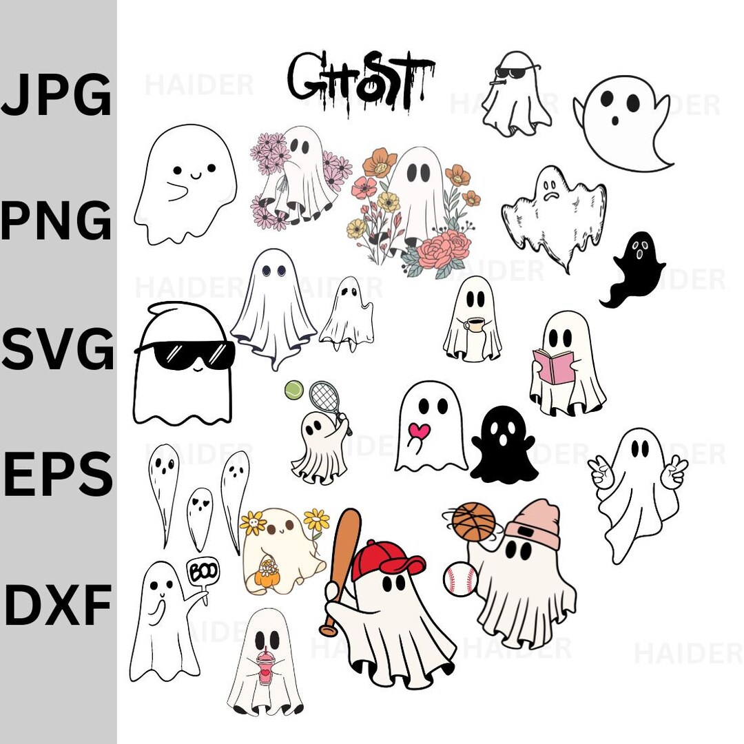 Cute Ghost Svg Bundle,ghost SVG, Halloween Svg, Ghosts Svg, Ghost Svg ...