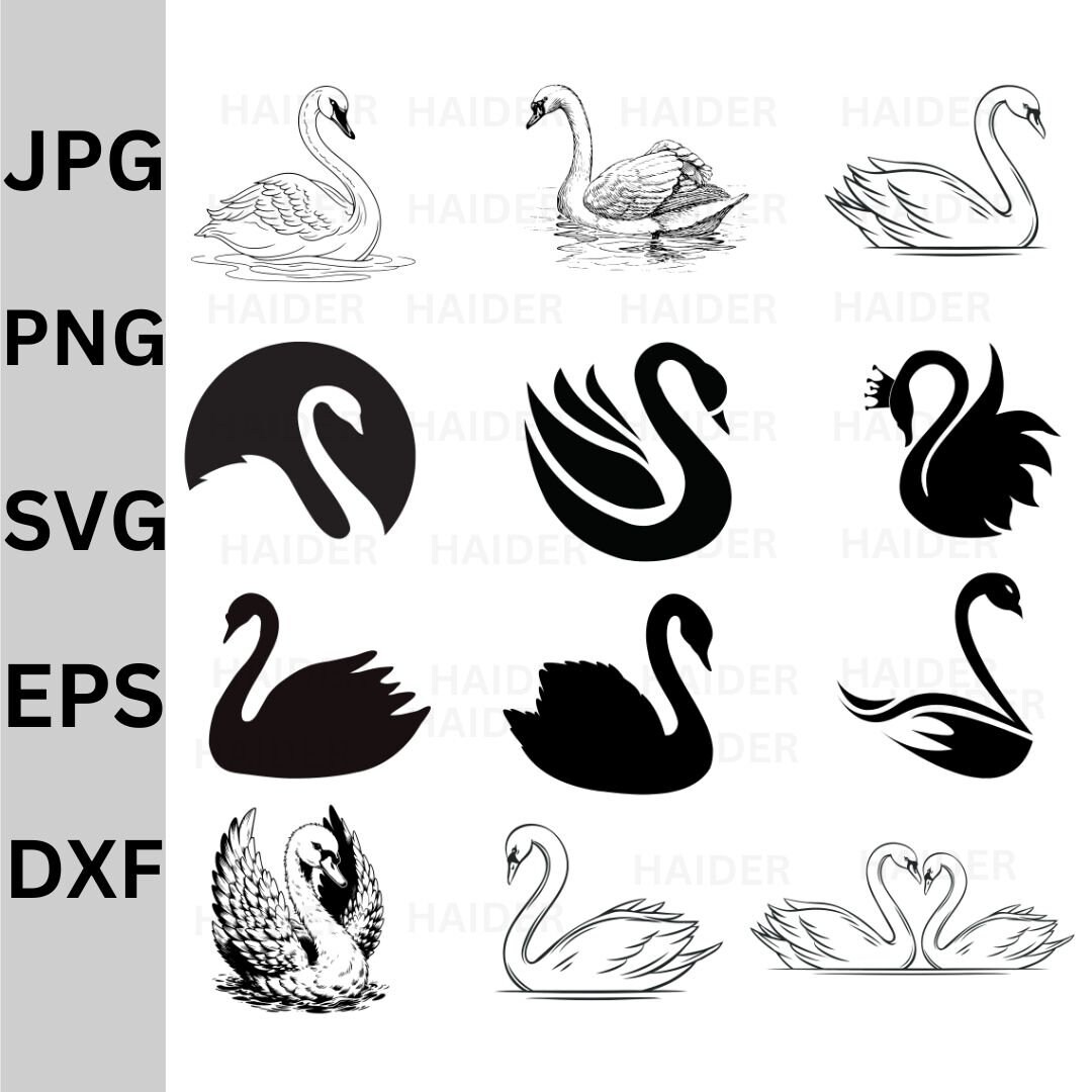 SWAN SVG BUNDLE, Swan Svg, Swan Bundle Png, Swan Clipart, Swan Cut Files for Cricut, Swan Vector ...