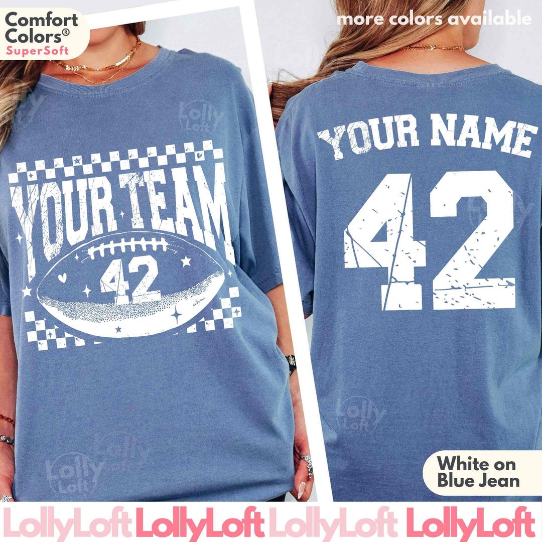 Custom Checker Football Shirt COMFORT COLORS® Custom Front and Back ...