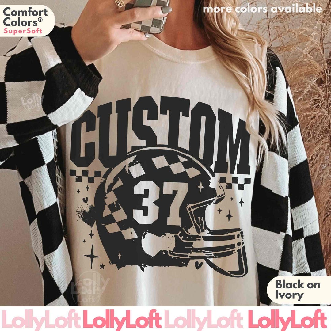 COMFORT COLORS® Custom Checker Football Your Team Shirt Retro Game Day ...