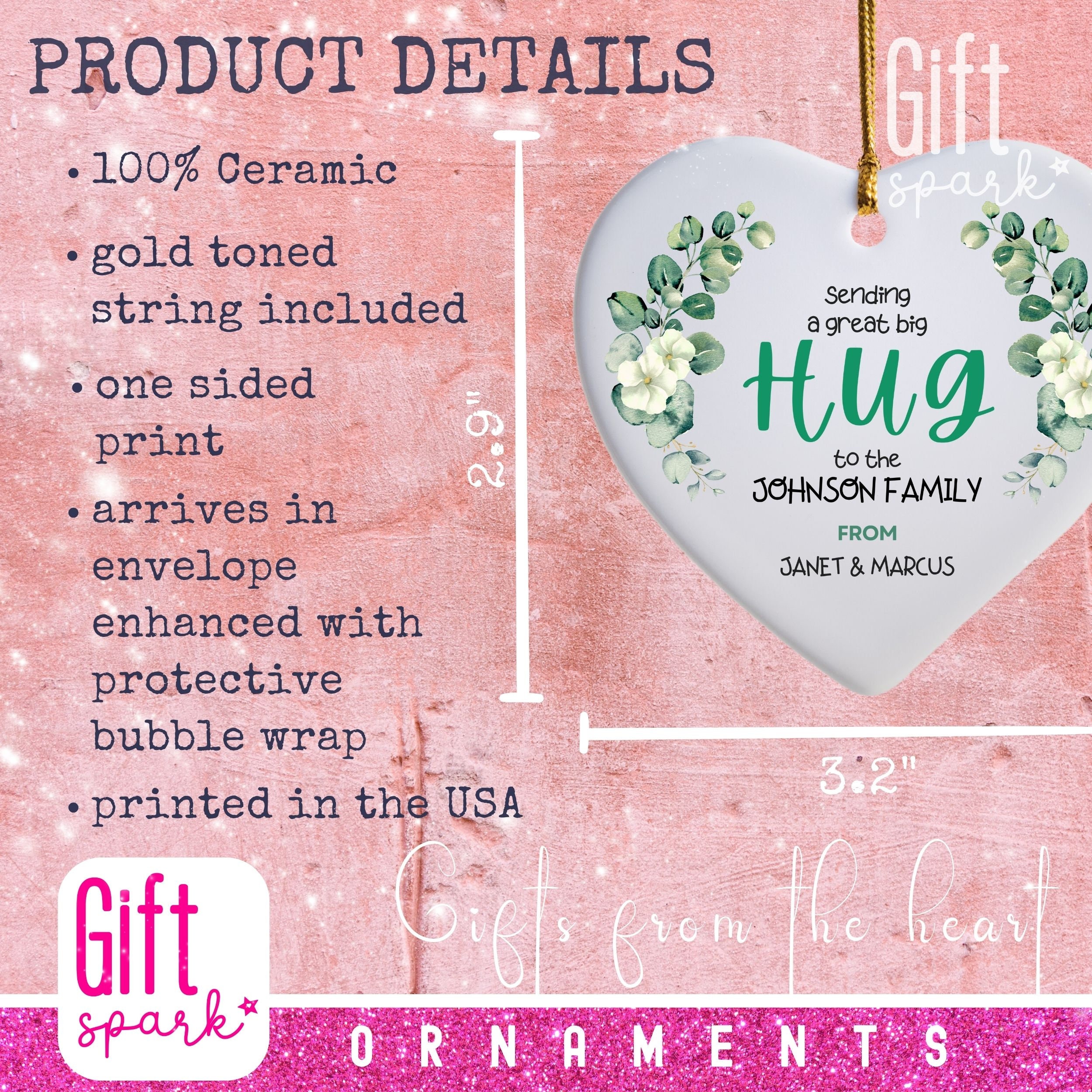 Custom Big Hug Ornament Personalized Family Gift Custom Ceramic ...