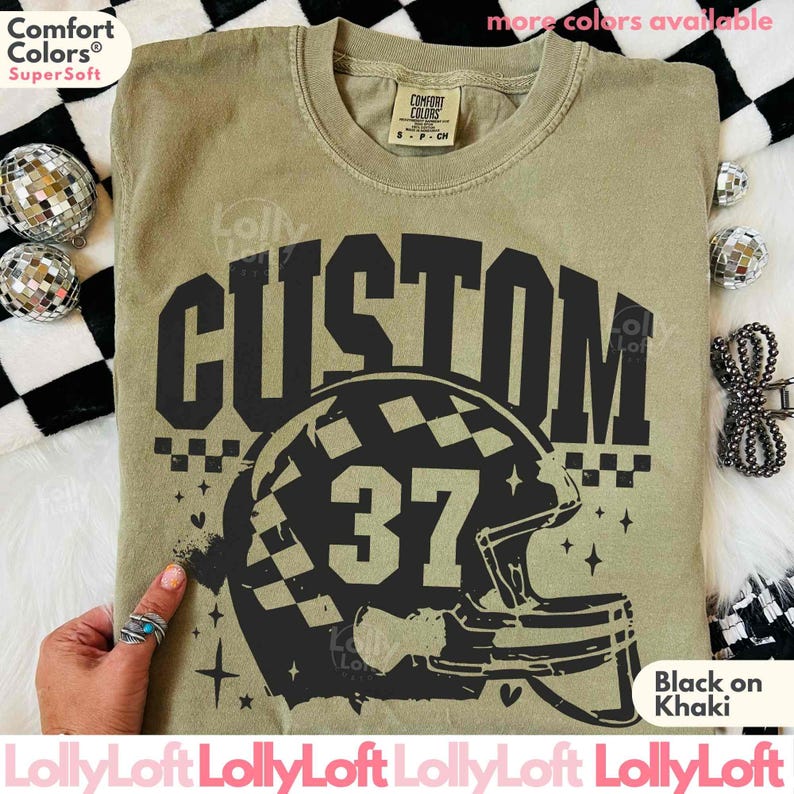 COMFORT COLORS® Custom Checker Football Your Team Shirt Retro Game Day ...