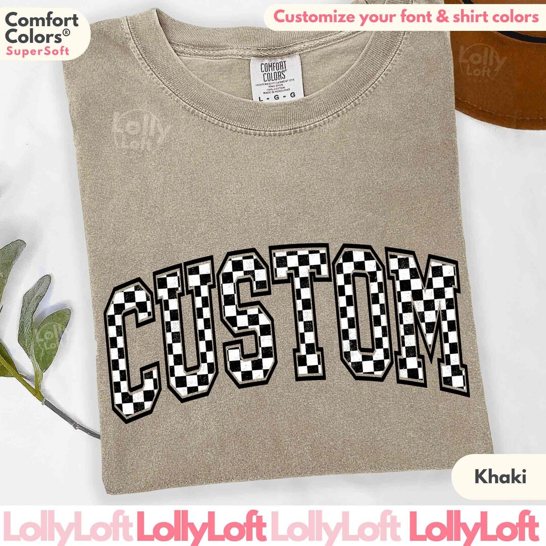 Custom Checker Shirt COMFORT COLORS® Personalized Retro Varsity ...