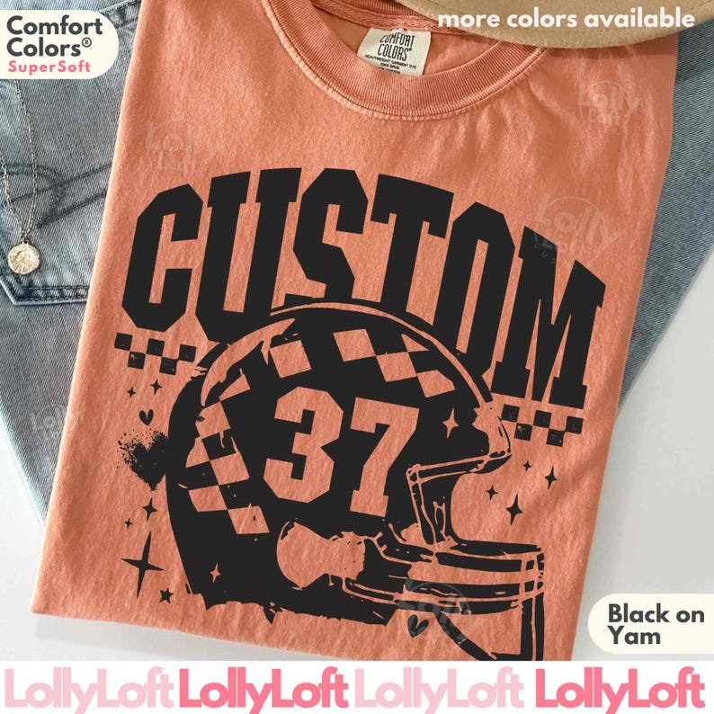 COMFORT COLORS® Custom Checker Football Your Team Shirt Retro Game Day ...